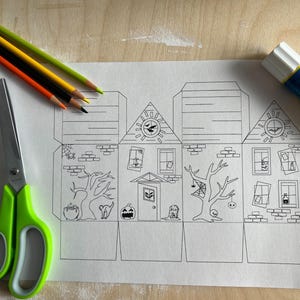 Halloween Haunted House Paper Craft: Kids Activity (PDF Pattern) - Etsy