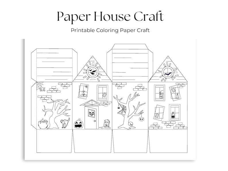 Halloween Haunted House Paper Craft: Kids Activity (PDF Pattern) - Etsy