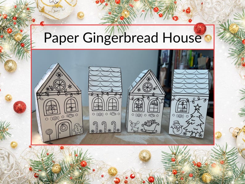 Gingerbread Paper House I – Printable Holiday Craft and Coloring ...