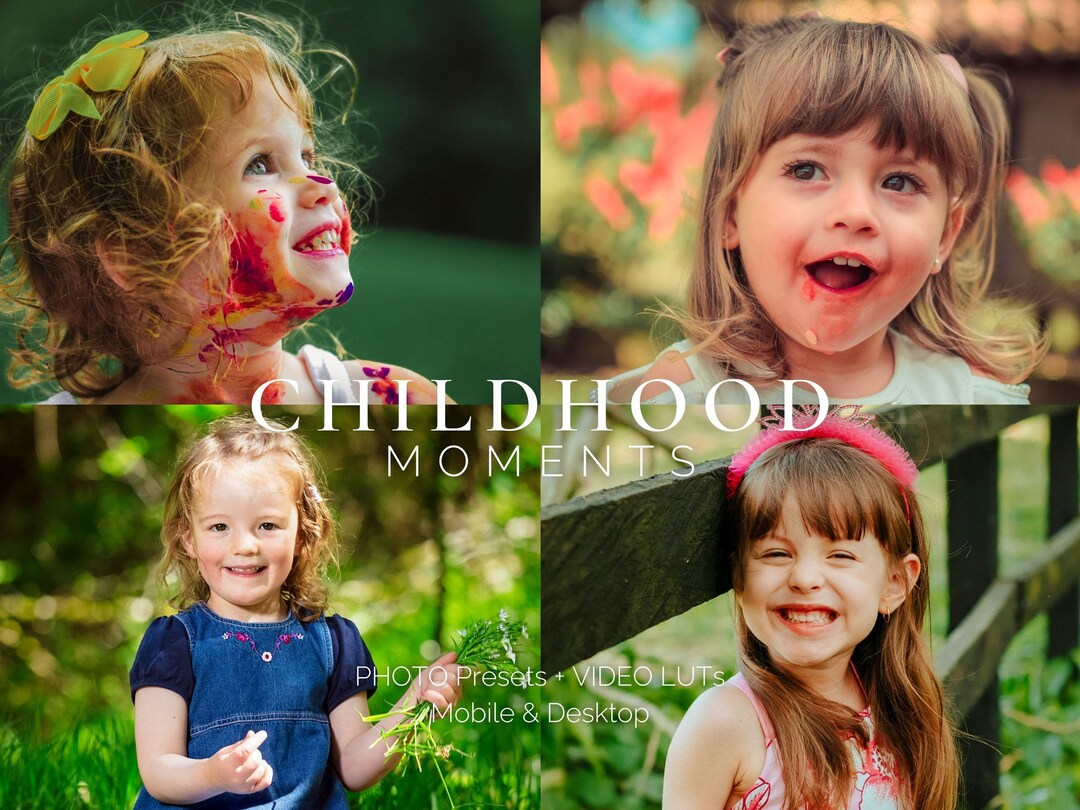 21 Childhood Moments Lightroom Presets and Luts, Natural Light Skin ...