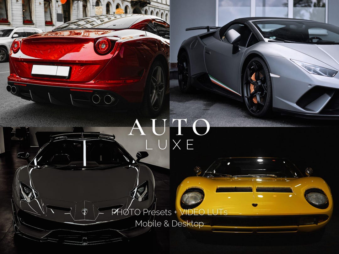 15 Auto Luxe Lightroom Presets and Luts, Cinematic Automotive, Modern ...