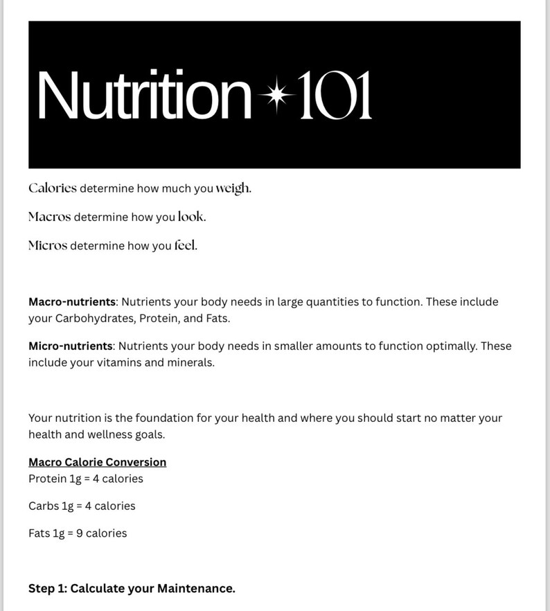 Nutrition 101 - Calculating Your Macros - Etsy