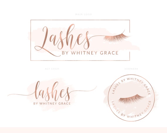 Rose Gold Lash Logo Design Lash Technician Branding Mink Lash Box Lash ...