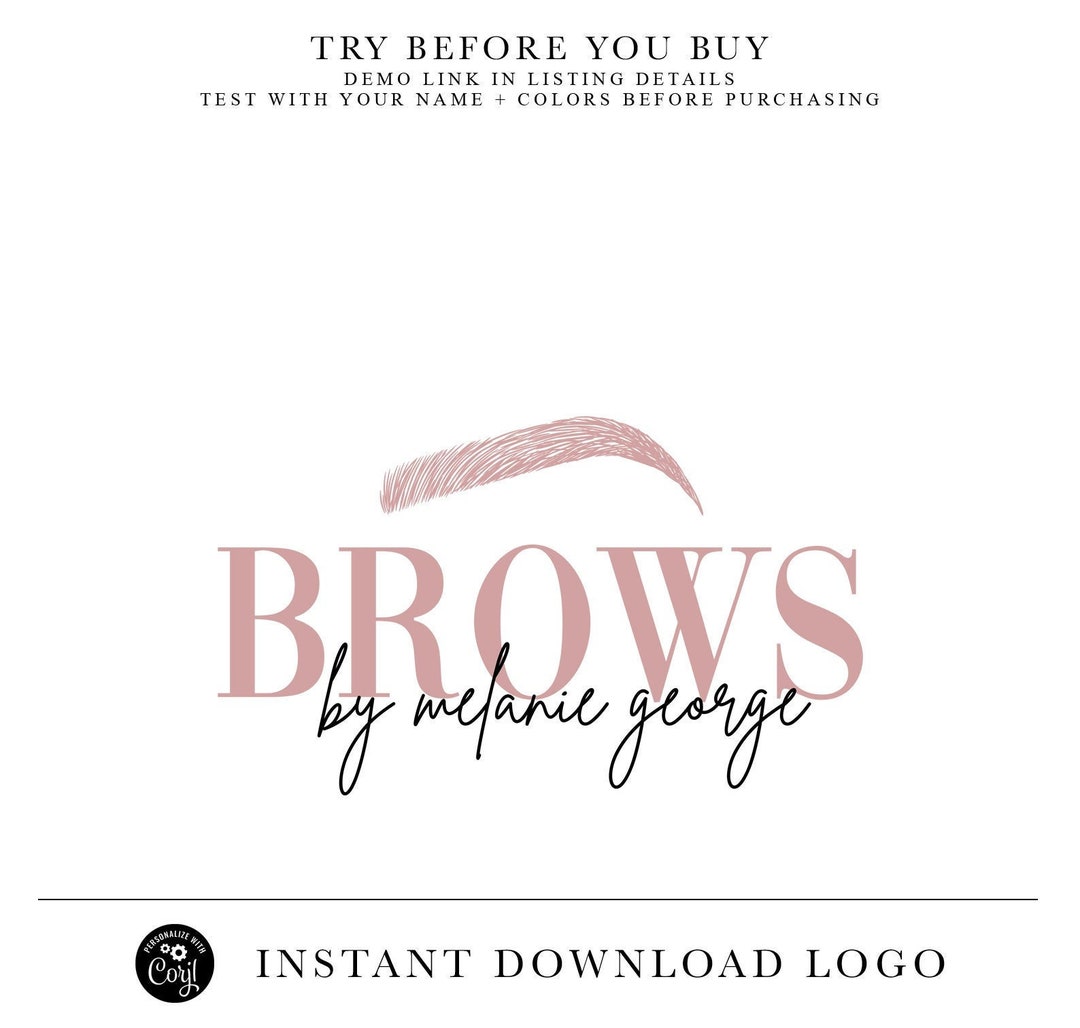 Instant Download Brow Logo Design Eyebrows Logo Pink Brows - Etsy