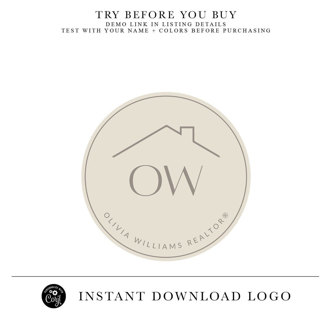 Realtor Logo Design Round Realtor Watermark Real Estate - Etsy