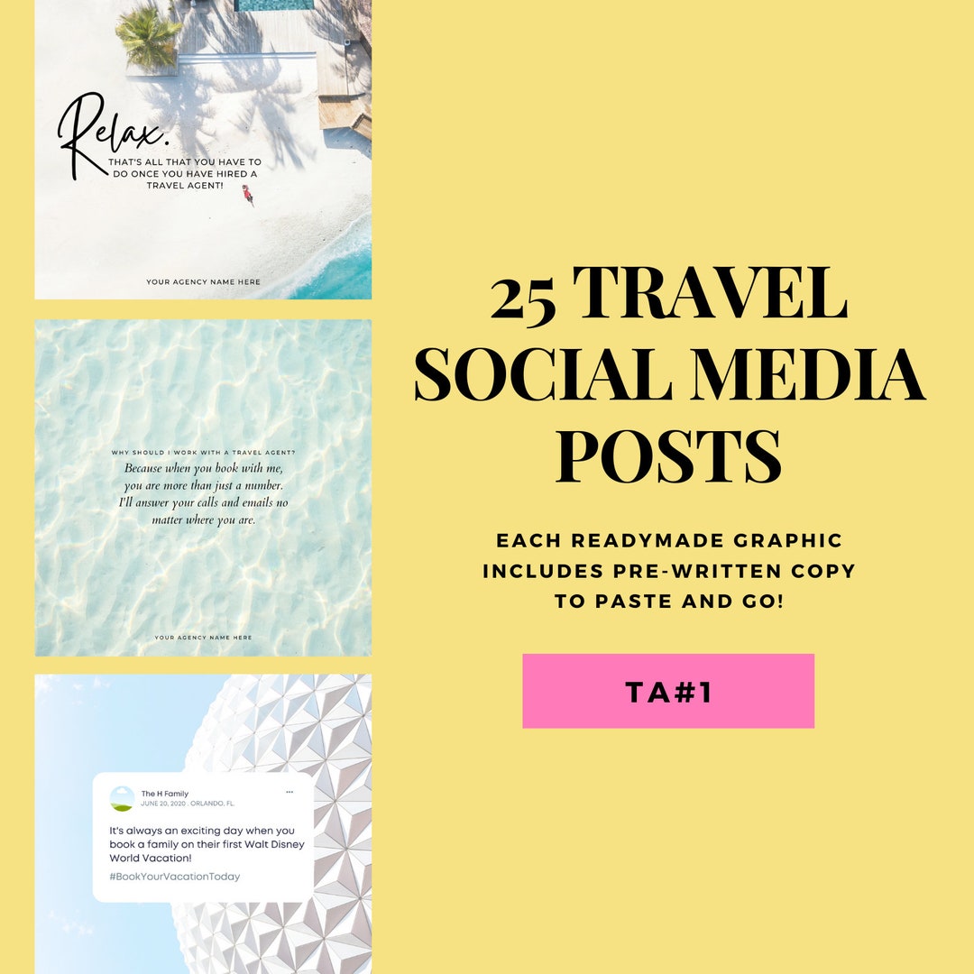 Travel Agent Instagram Post Templates Canva Social Media Templates ...