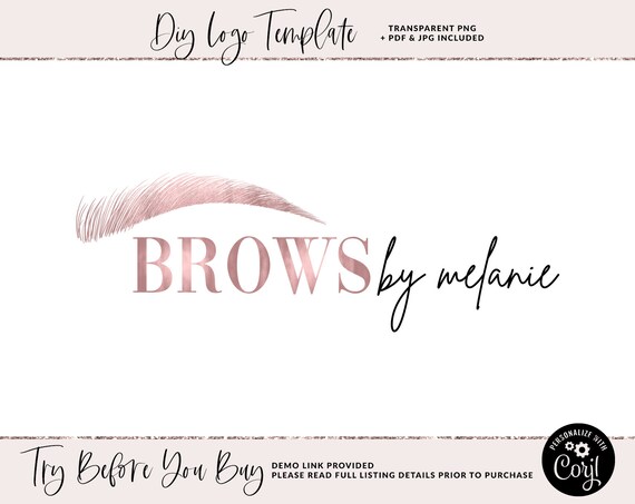 Instant Download, Brow Logo Design, Eyebrows Logo, Pink Brows Logo, DIY ...