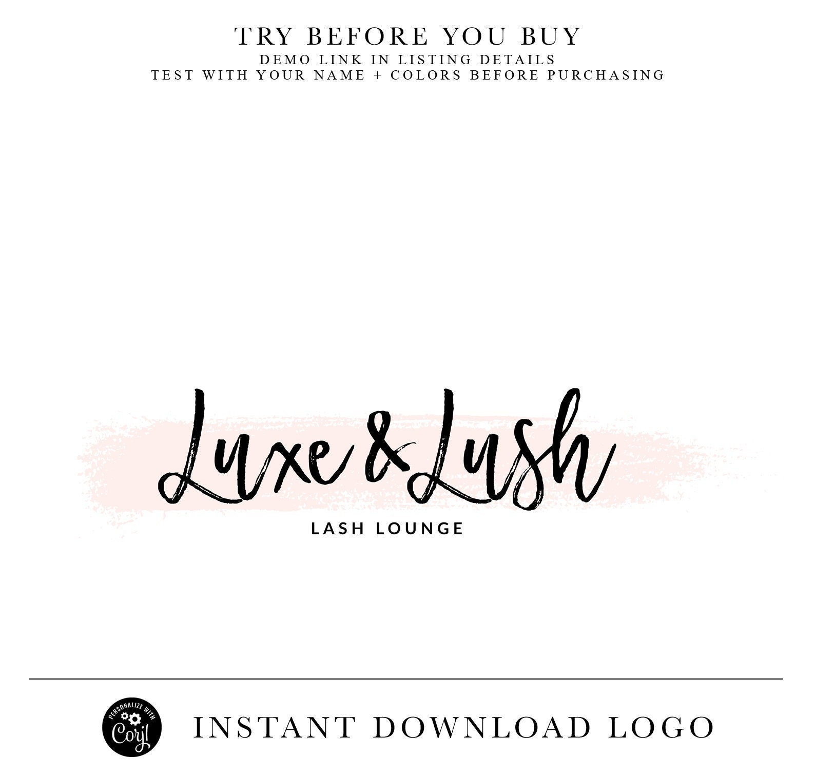 Editable Lash Logo Lash Artist Logo Watercolor Logo Makeup | Etsy
