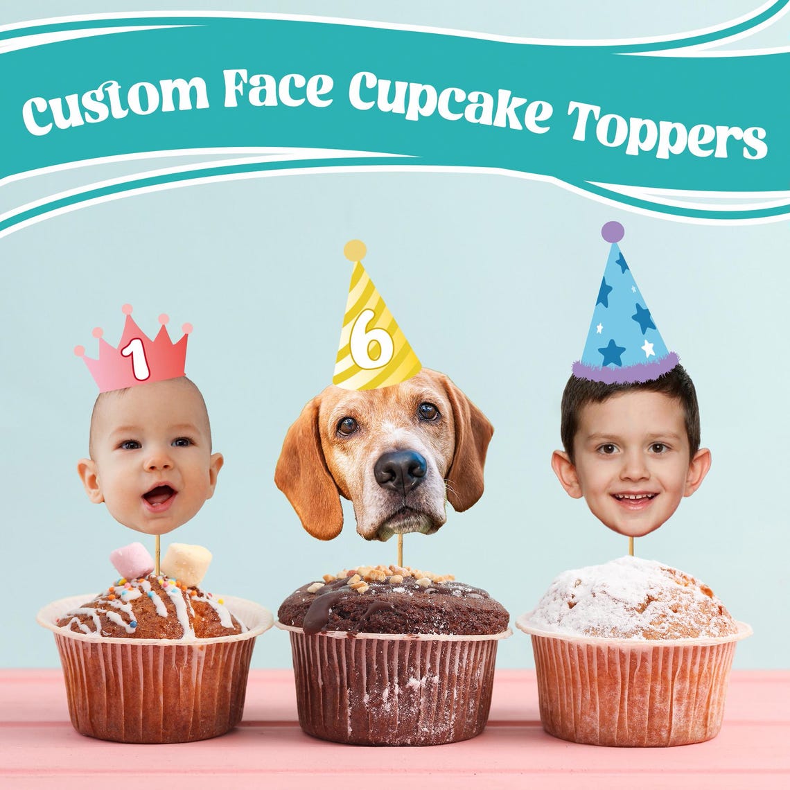 Custom Different Photo Cupcake Topper, Baby Face Cupcake Topper ...