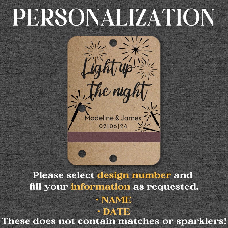 Personalized Sparkler Tags, for Wedding Birthday Party Anniversarie ...