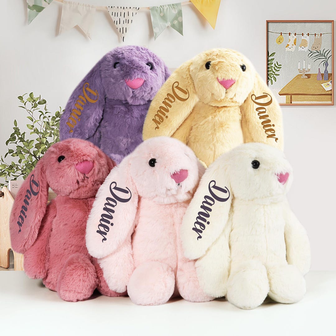 Personalized Plush Bunny Rabbit, Embroidered Bunny Rabbit, Newborn Baby ...