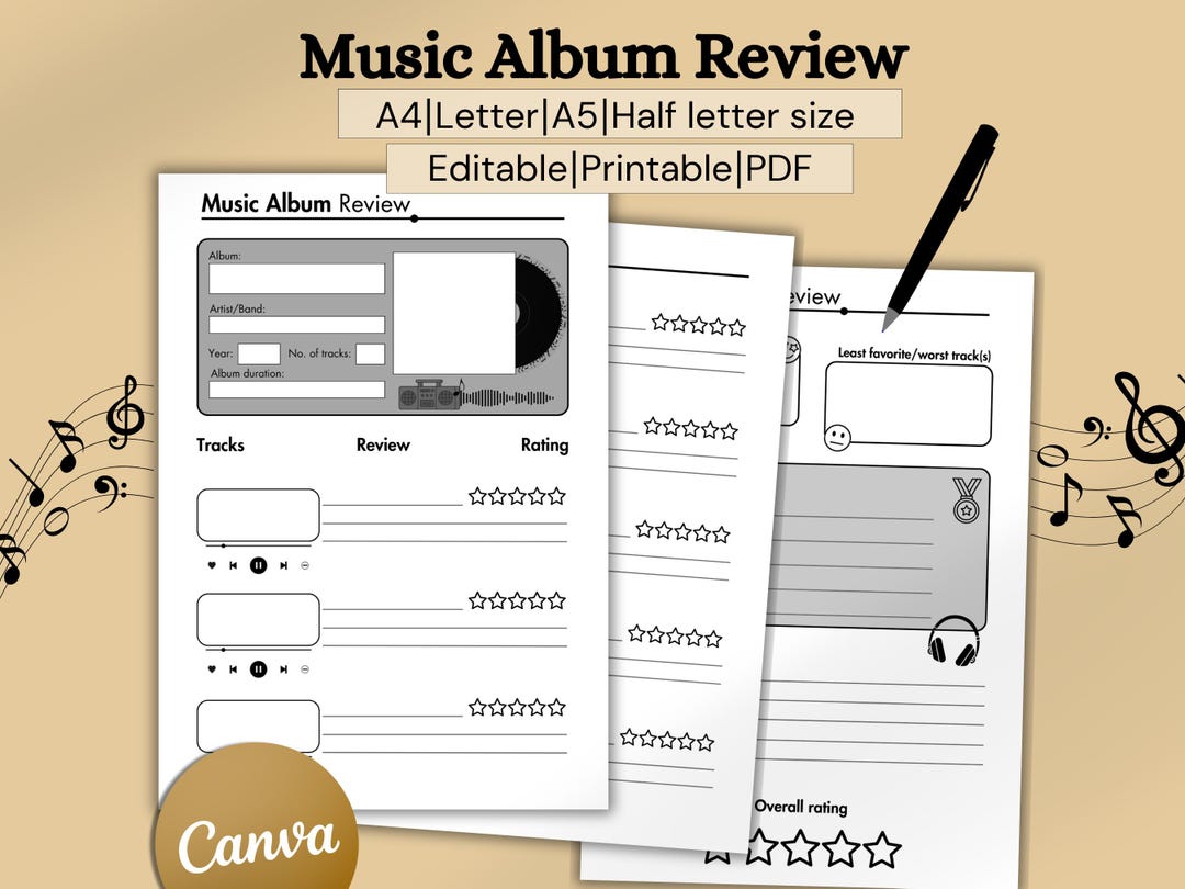 Music Album Review⎪album Review Template⎪canva Template⎪instant ...