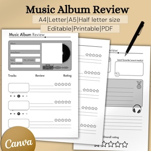 Music Album Review⎪album Review Template⎪canva Template⎪instant ...