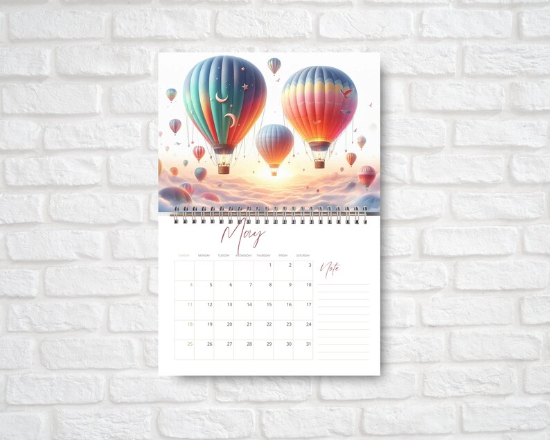 2025 Hot Air Balloon Calendar Cartoon Kingdom Fantasy Flight Colorful ...