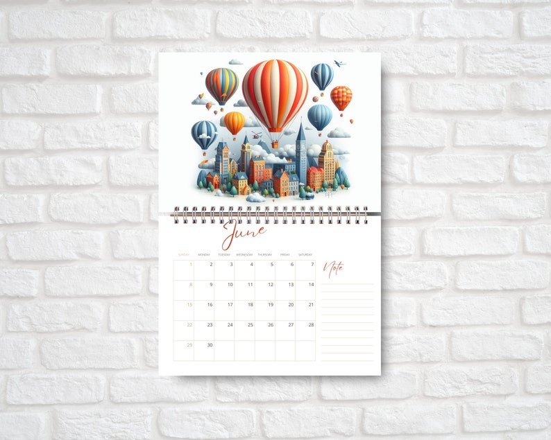 2025 Hot Air Balloon Calendar Cartoon Kingdom Fantasy Flight Colorful ...