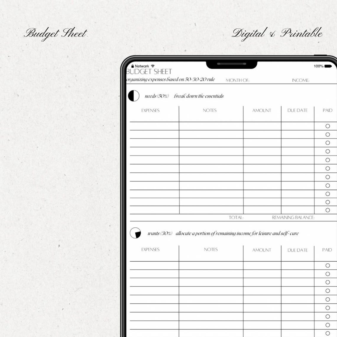 Budget Sheet Template | Monthly Budget Sheet | Printable Financial ...