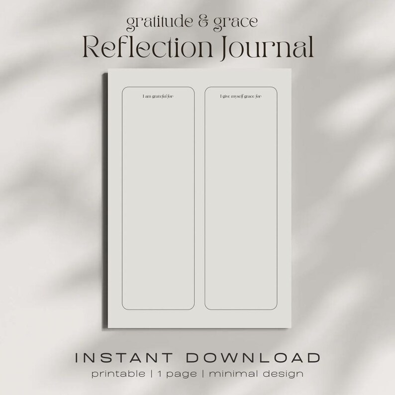 Reflection Journal, Digital Download Template, Gratitude Journal ...