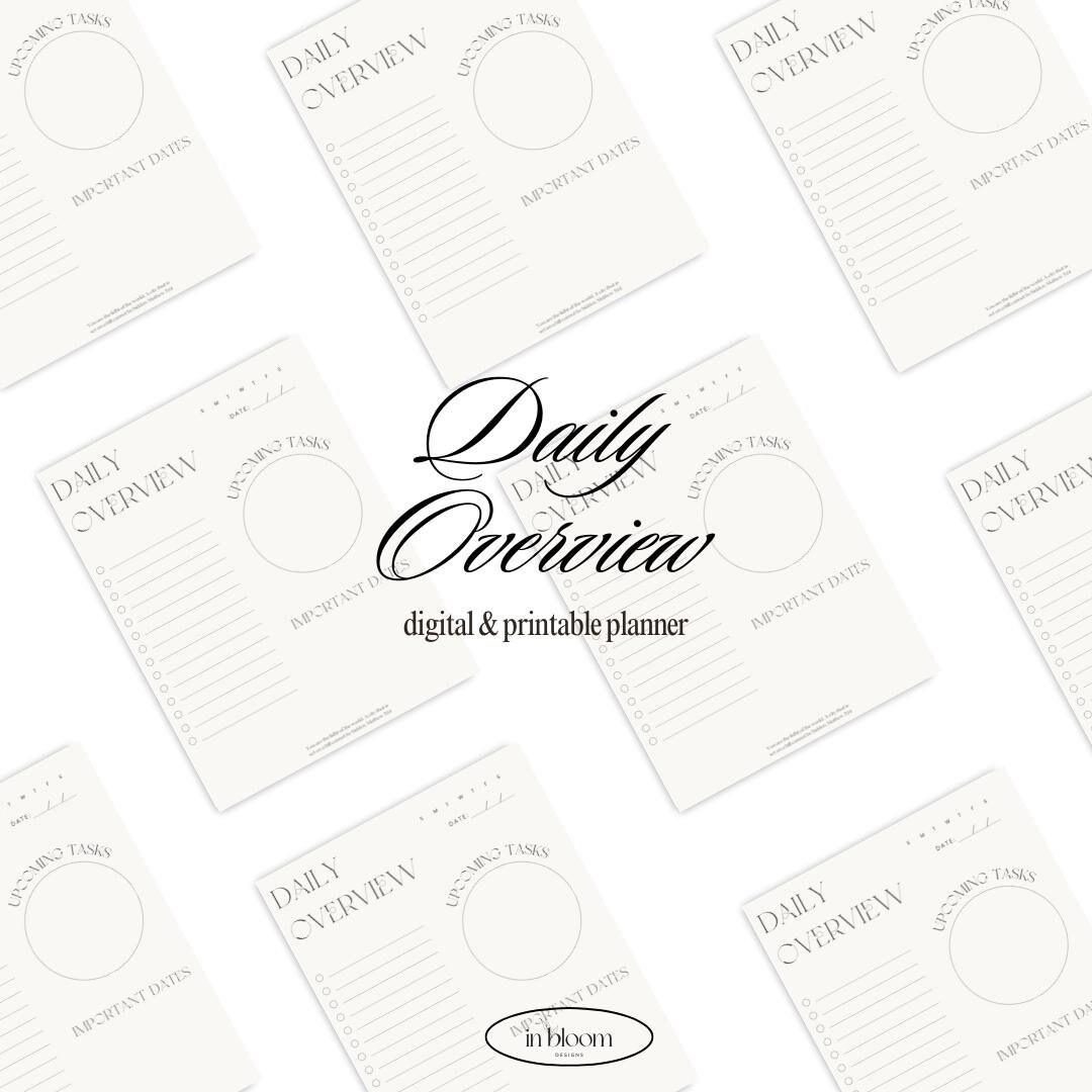 Daily Overview Printable, Personal Planner, Daily Planner, Digital ...