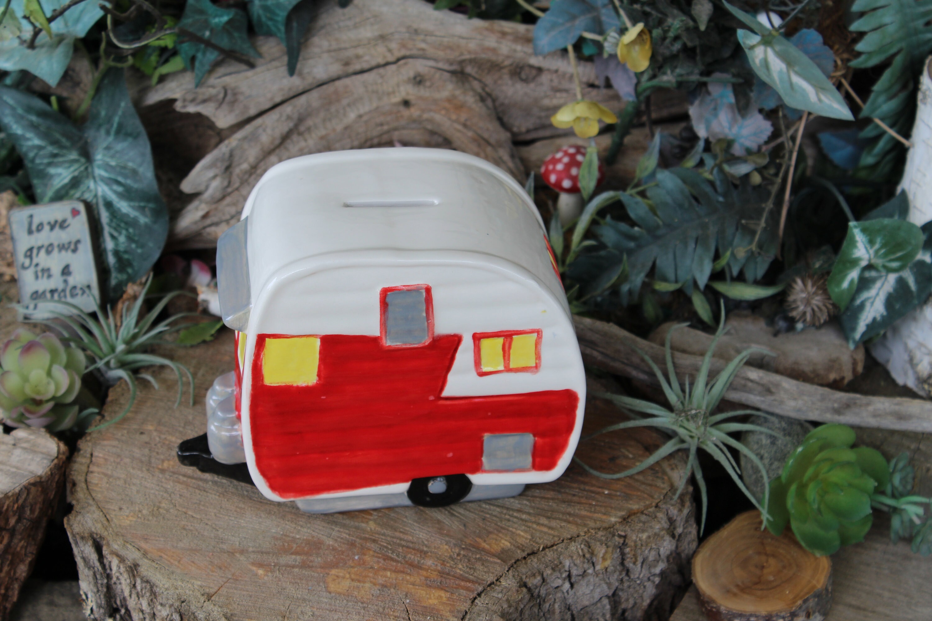 Camper Fairy House Ceramic Skamper Rv Bank Fantasy Fairy Room Decor ...
