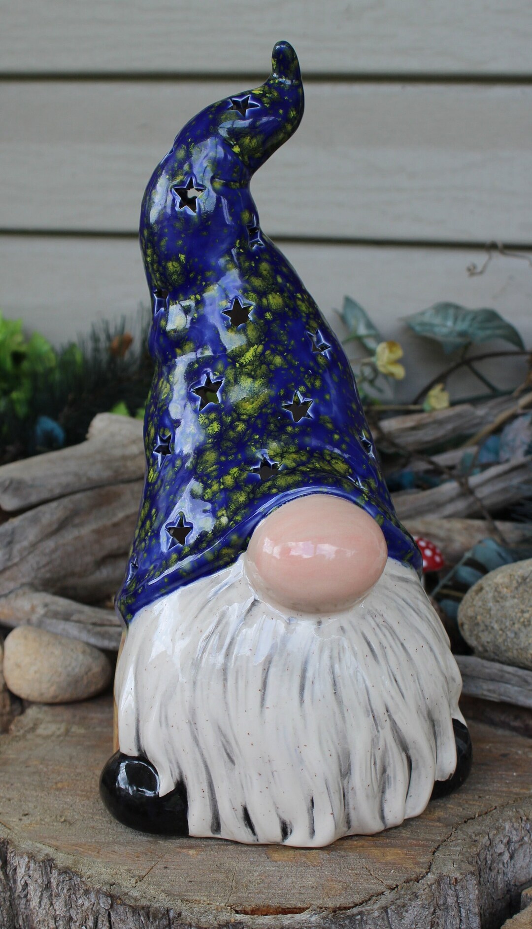 Nordic Garden Gnome Peace Hippy Styled Tea Light Lighted Gnome Candle ...