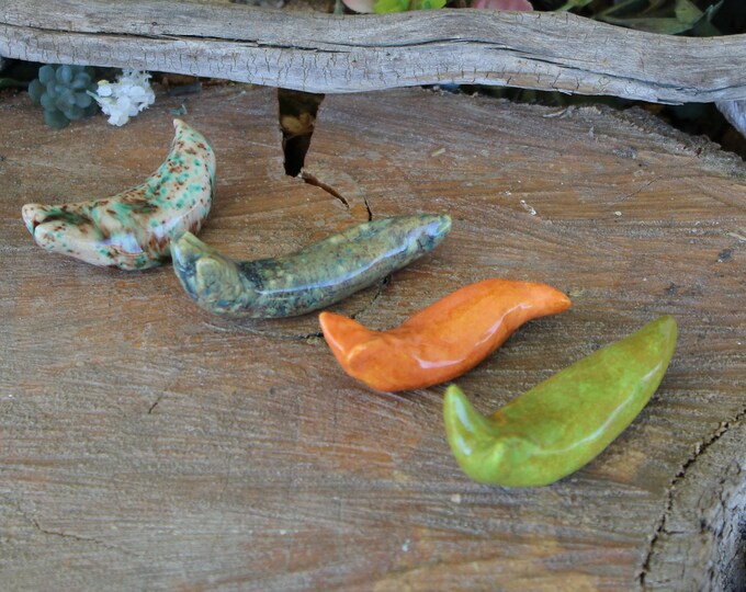 Garden SNAIL Slug - Set of 4 Slugs Terrarium or Potted Plant Ceramic ...