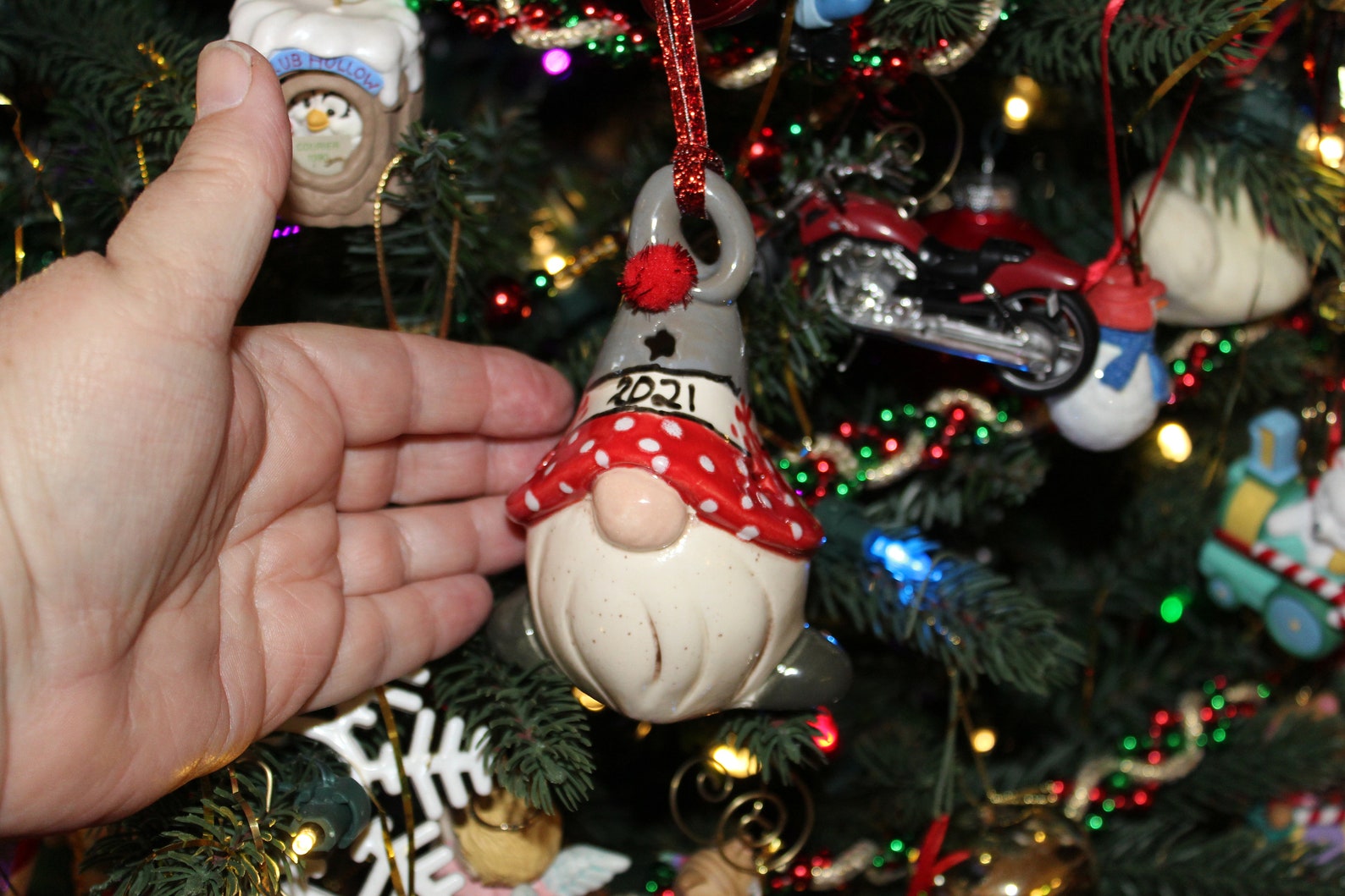 Gnome Ornament Ceramic Glazed Hanging Christmas Ornament | Etsy