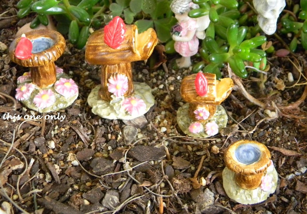Fairy Furniture Bird Bath Tree Stump Handmade Ceramic With Glazed ...