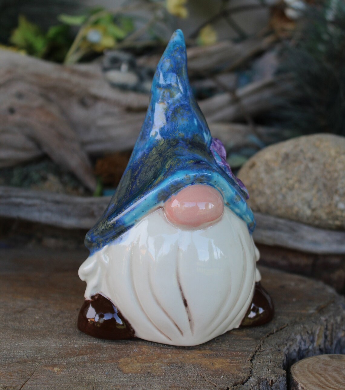 Gnome Ceramic Gnome Hand Painted Pottery Glazed Crystal | Etsy
