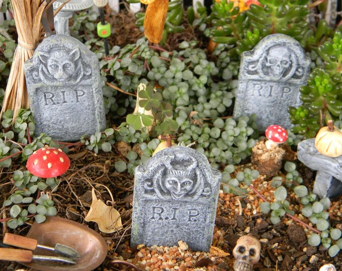 Halloween Miniature Fairy Garden RIP Tombstone Grave Marker - Etsy