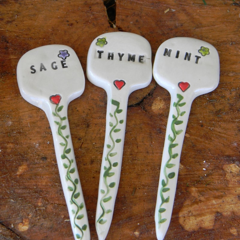 Ceramic Herb Markers - Etsy