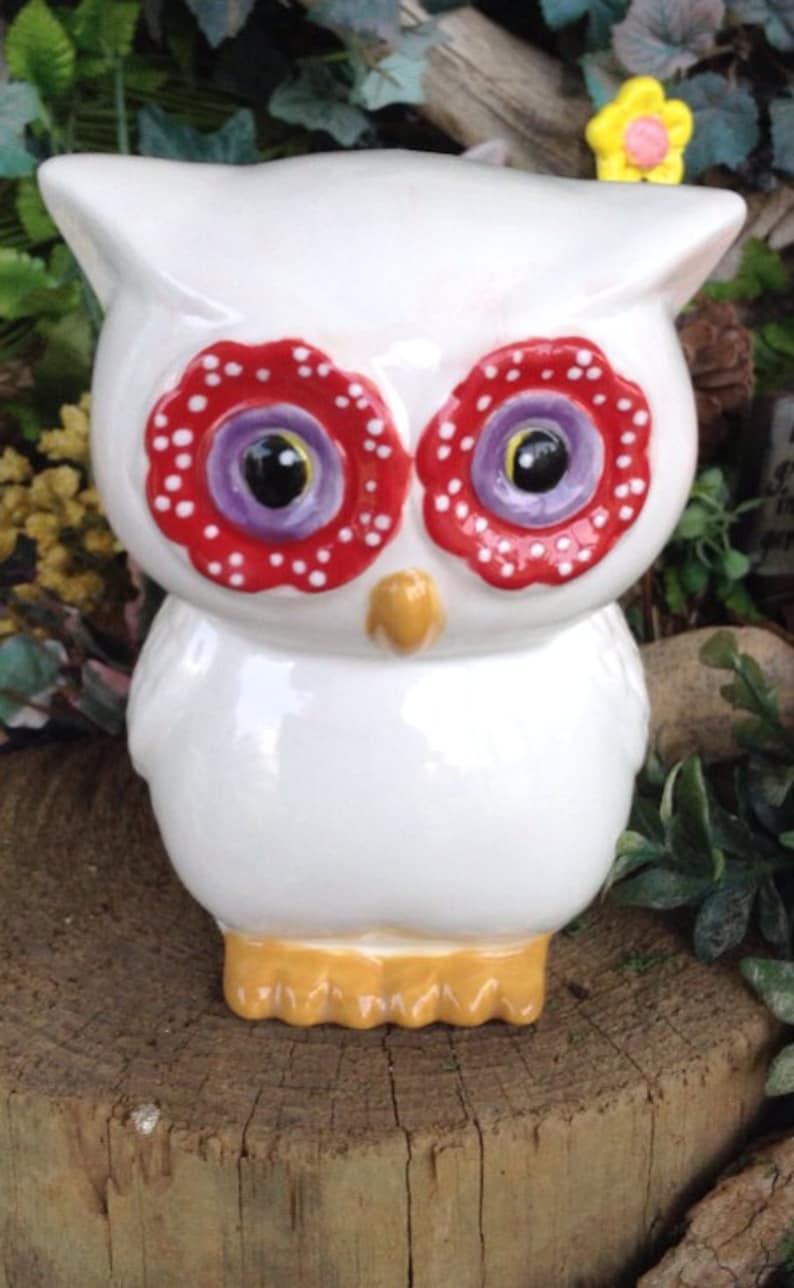 OWL Bank White Retro Modern Ceramic Owl Bank Vintage Design - Etsy