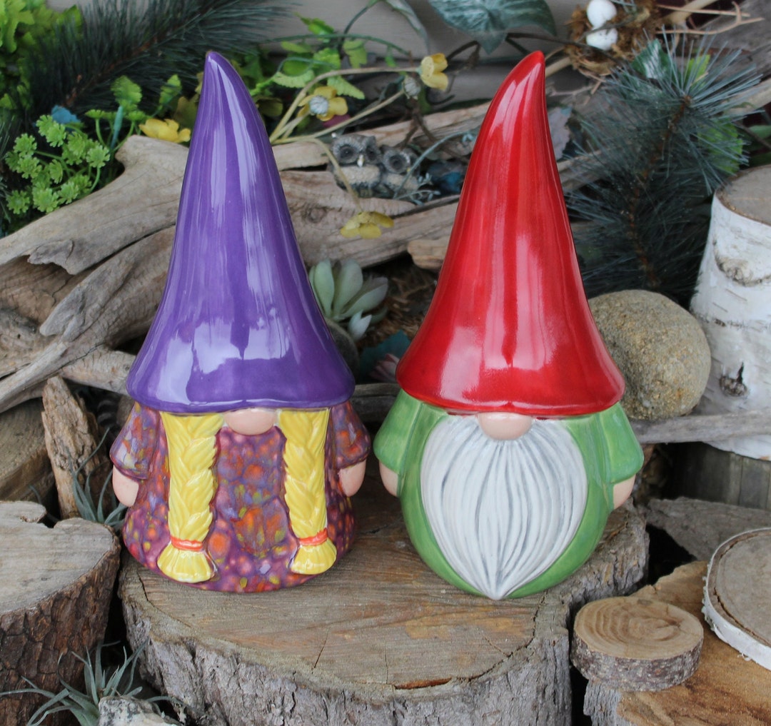 Garden Gnome Tall Male Ceramic Hand Painted Knomes for Yard or Homes ...