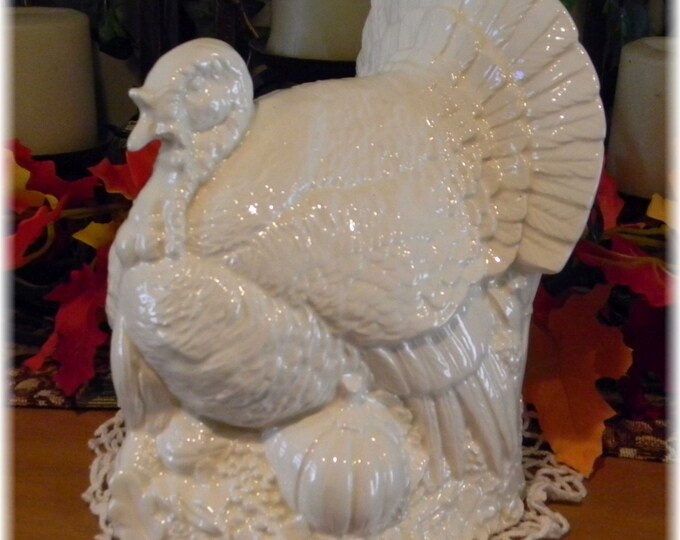 Turkey Center Piece Large Table Top Handmade White Glazed Ceramic ...