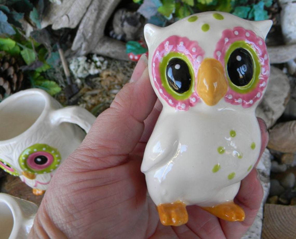 Ceramic Owl 1 Ceramic Owl - White Pottery Glazed Love Owl Figurines - Etsy