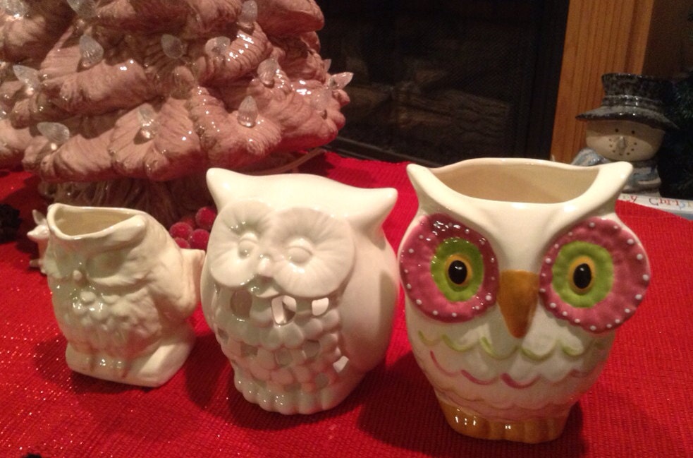 Ceramic Owl Modern Vase Ceramic Glazed Horned Hoot Owl Home - Etsy