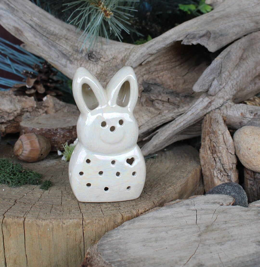 PEEP Easter Bunny Ceramic Hand Painted Rabbit Marshmallow Glazed Mother ...