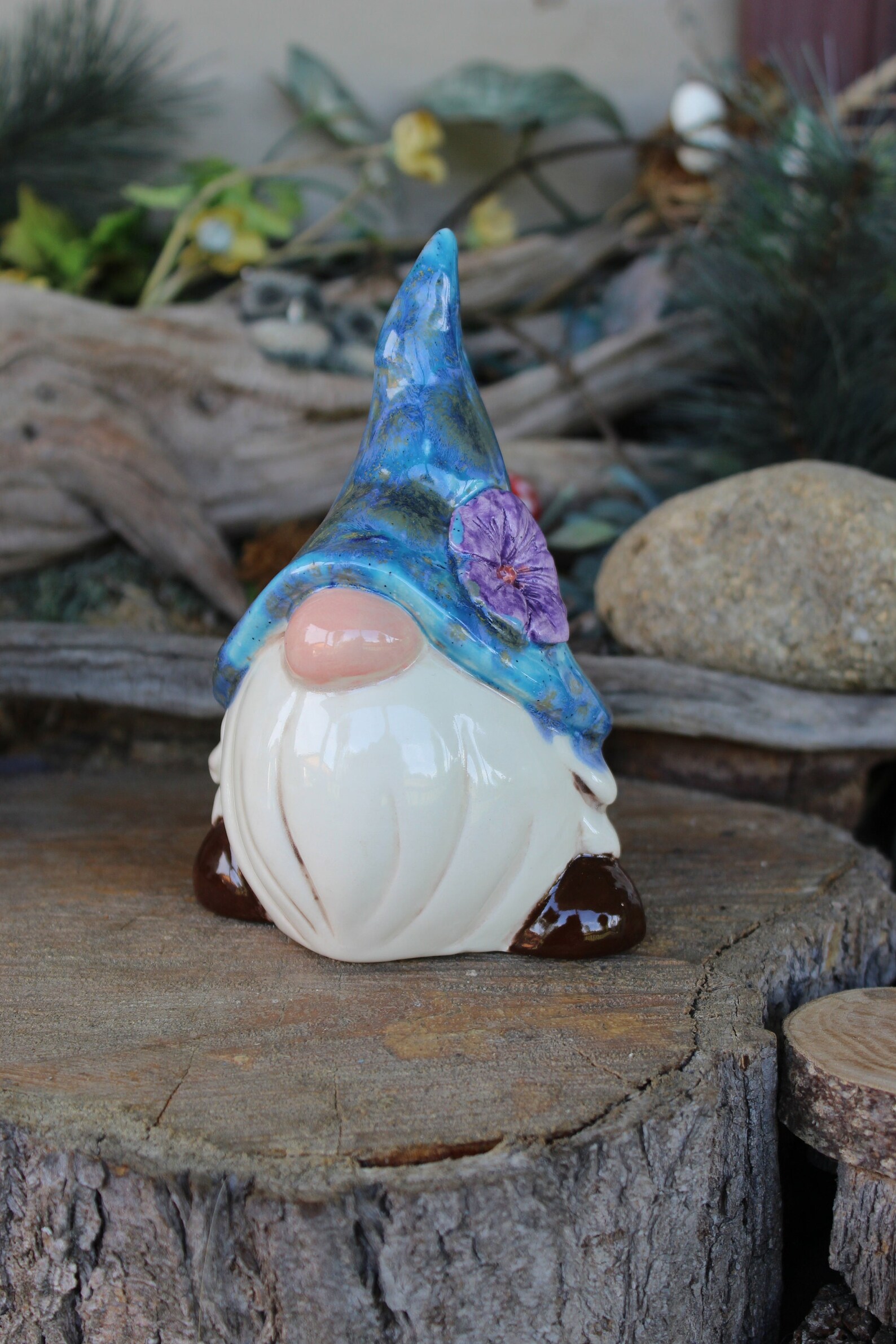 Gnome Ceramic Gnome Hand Painted Pottery Glazed Crystal | Etsy