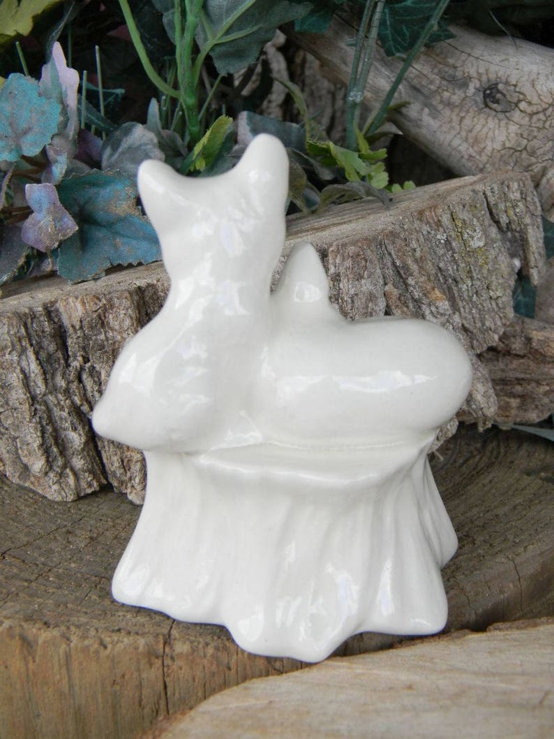 Love Foxes Cake Topper Wedding in a Tree Stump White Glazed Ceramic ...