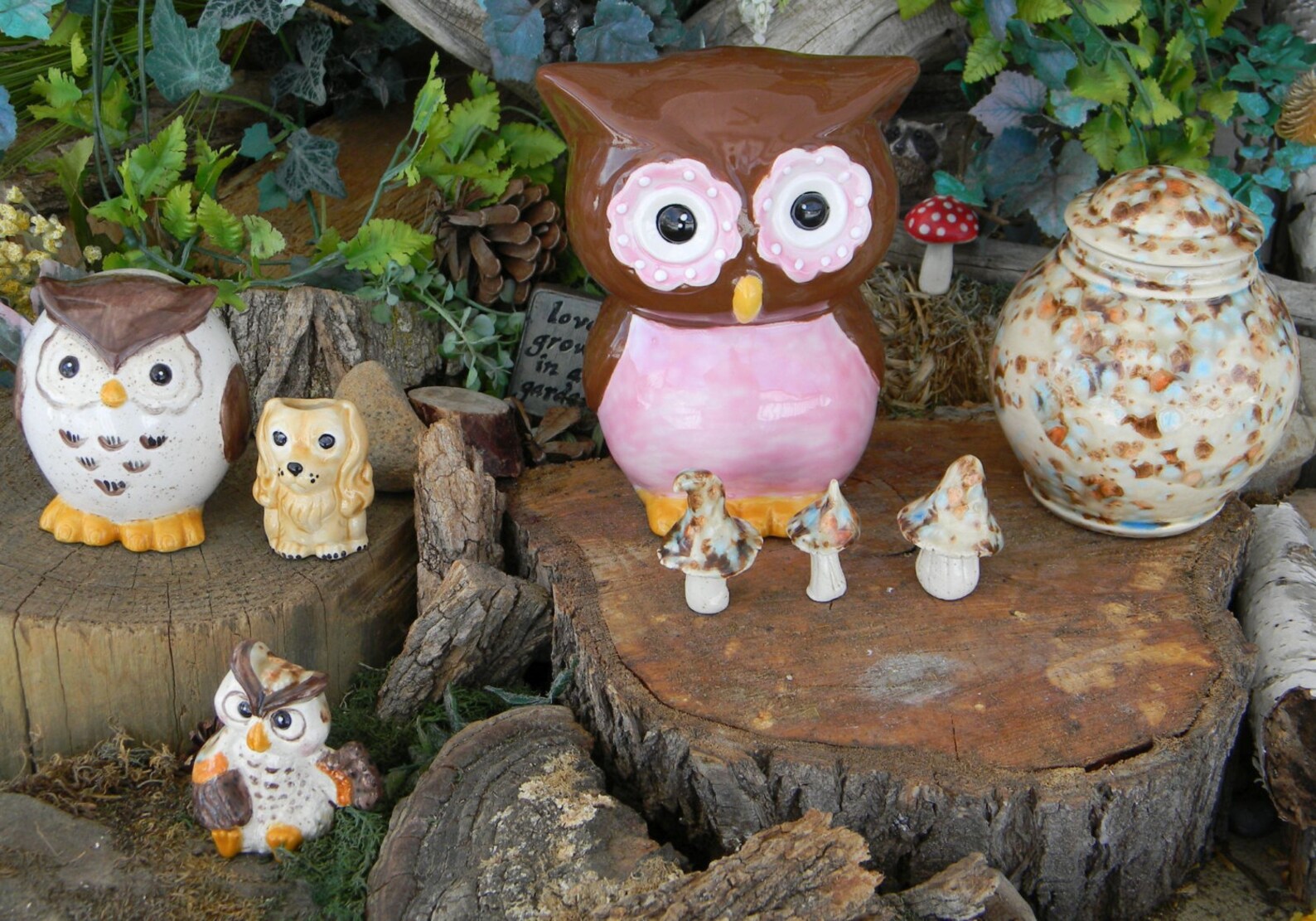 Ceramic OWL Bank Brown and Pink Retro Modern Ceramic Owl Bank - Etsy