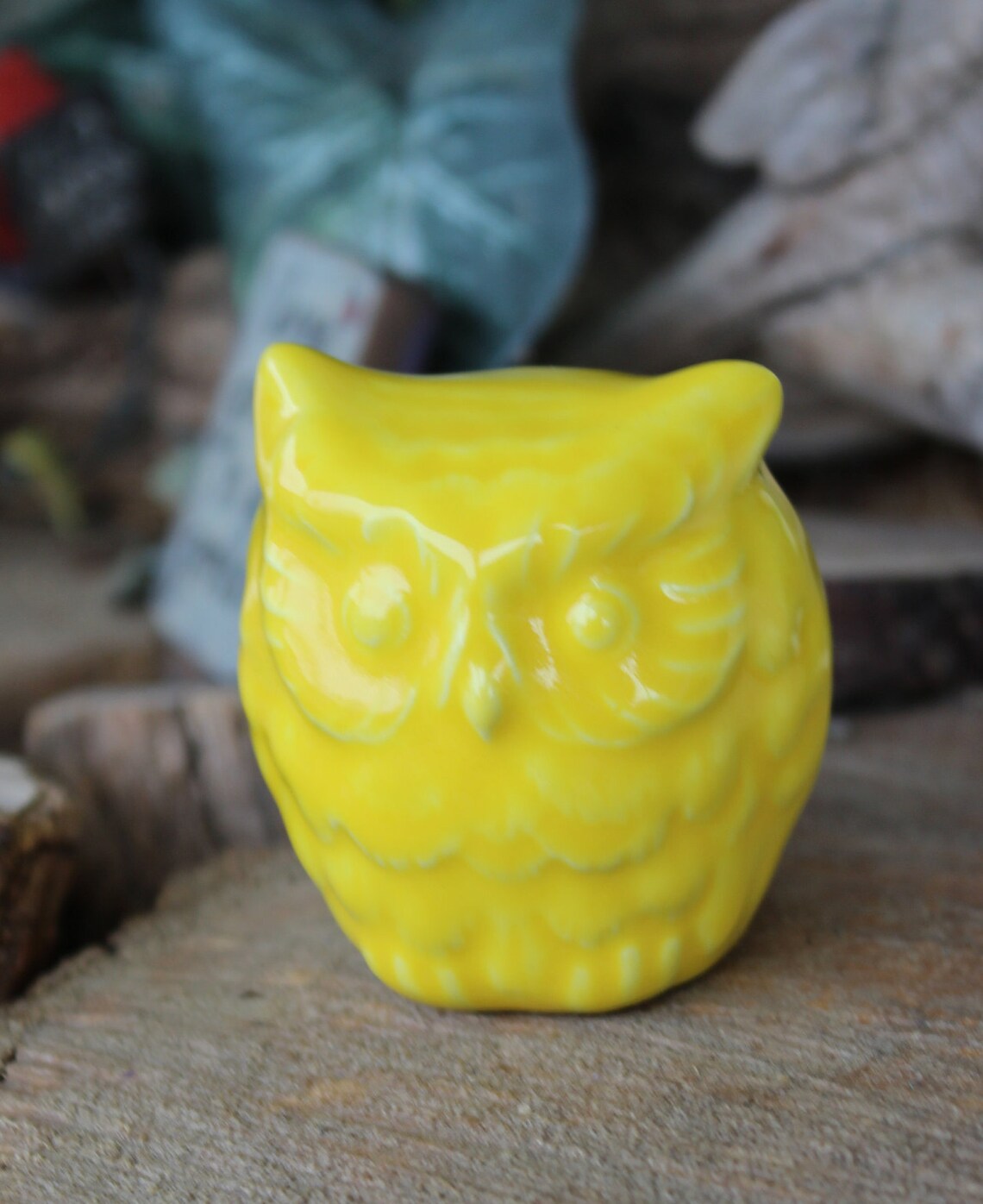 Owl Miniature Vintage Glazed Owl - Ceramic Lemon Owl - Etsy