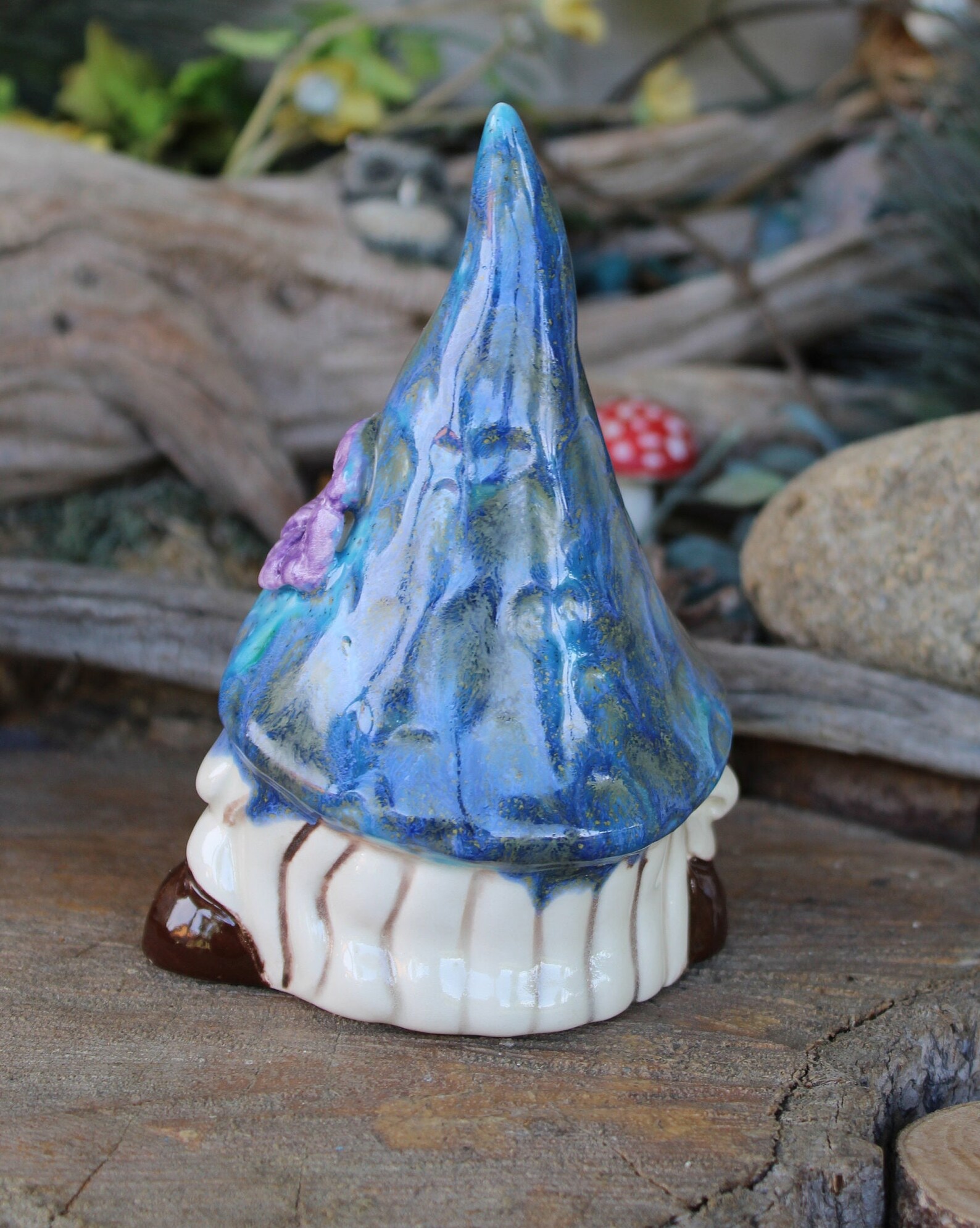 Gnome Ceramic Gnome Hand Painted Pottery Glazed Crystal | Etsy