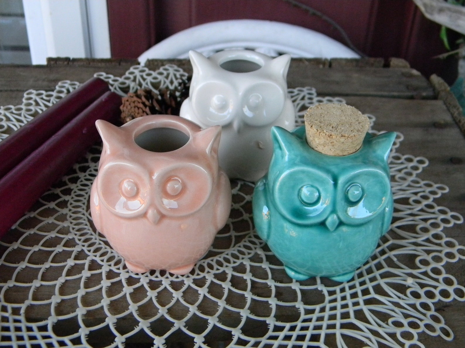 Owl Jar With Cork Stopper Jewelry Box Candle Holder Ceramic | Etsy