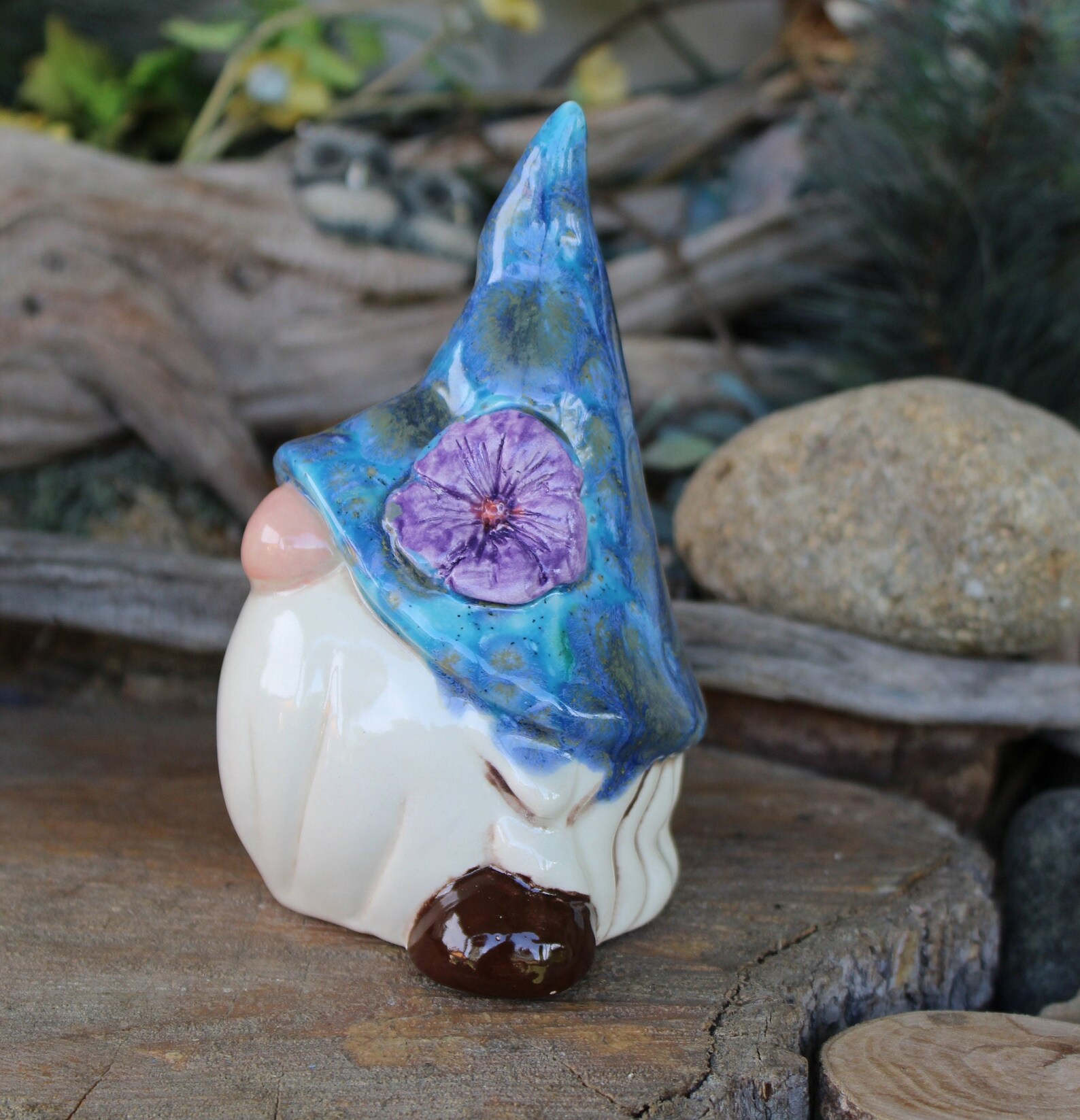 Gnome Ceramic Gnome Hand Painted Pottery Glazed Crystal | Etsy