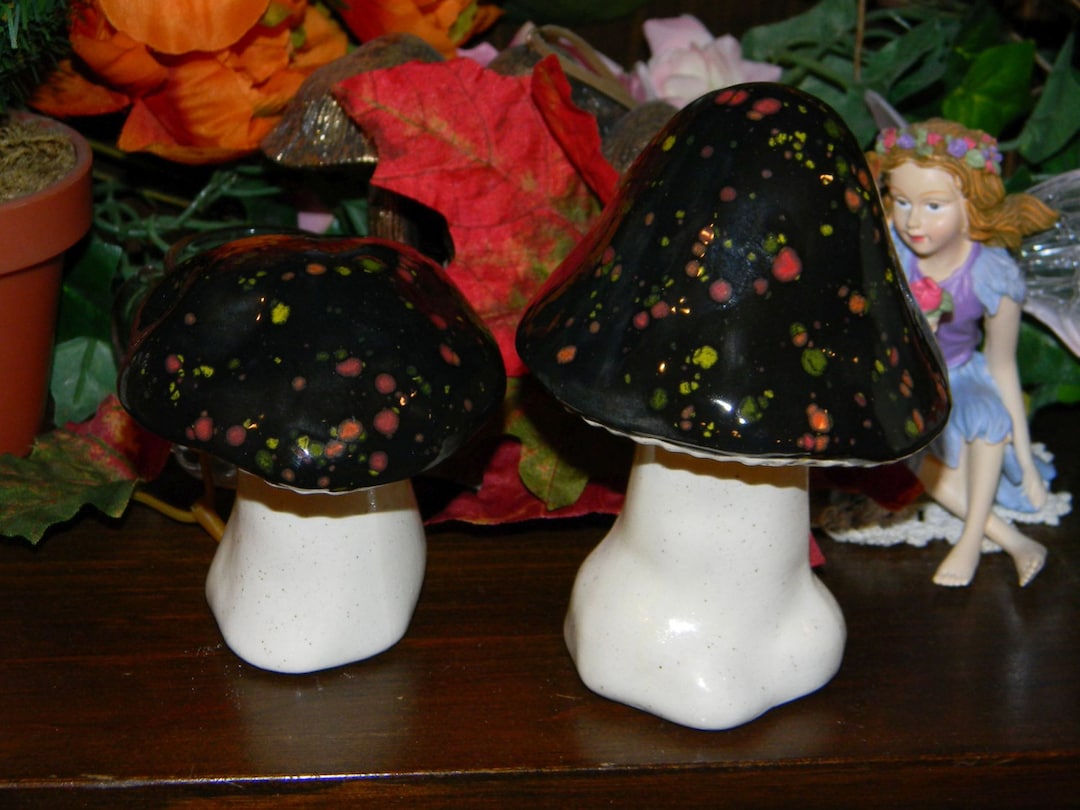 Ceramic Mushroom Statues Hand Crafted Pottery Fungi Glazed Fabalout ...