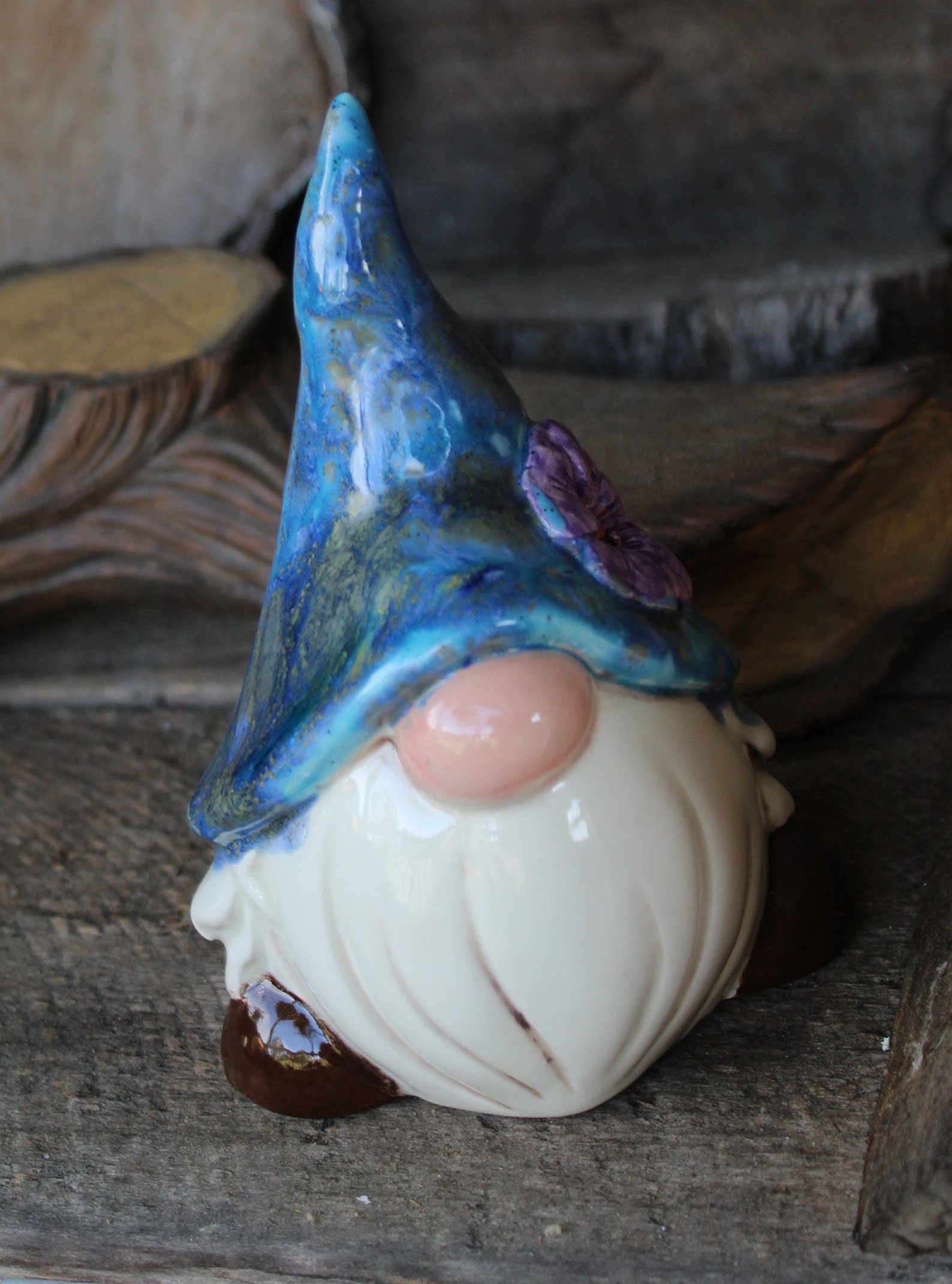 Gnome Ceramic Gnome Hand Painted Pottery Glazed Crystal | Etsy