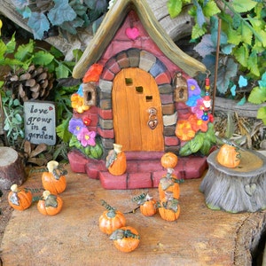 Ceramic Pumpkin With Curly Q Fall Leaf Ceramic Miniature Terrarium ...