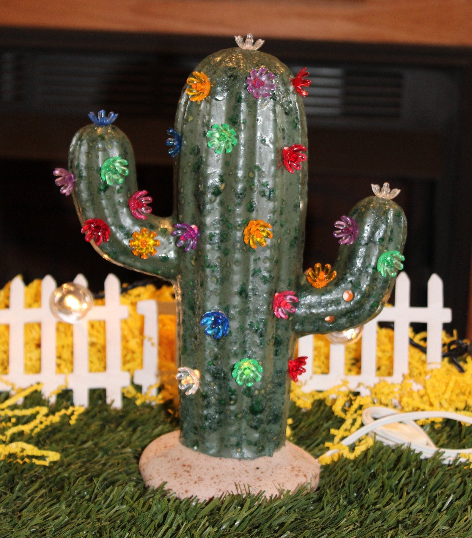 Ceramic Cactus Christmas Tree Cactus Lighted Ceramic Saguaro | Etsy
