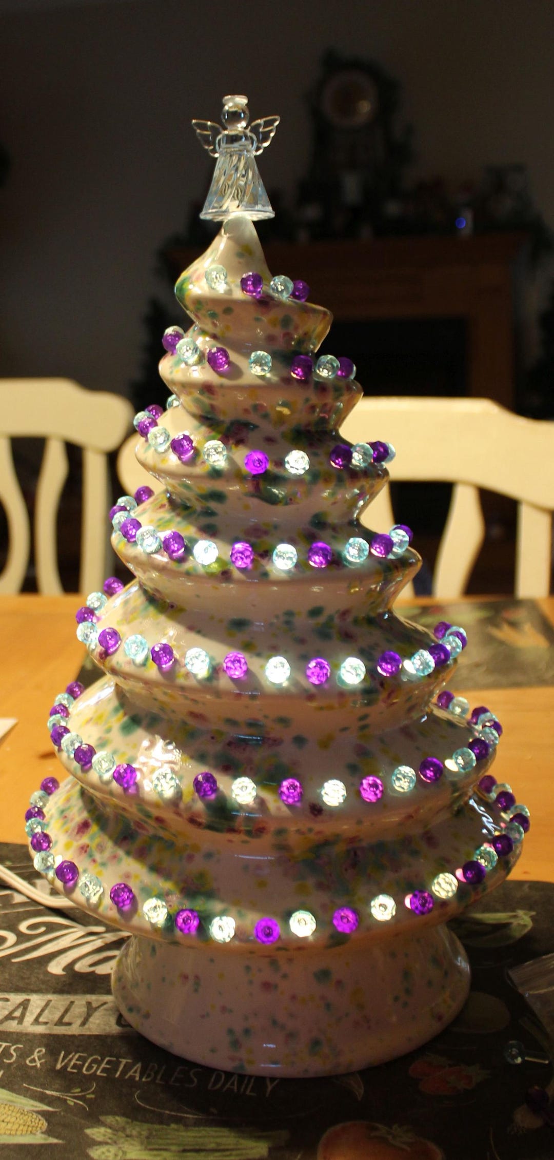 Spiral Tree Ice Cream Cone Shaped Ceramic Lighted Old Fashioned ...