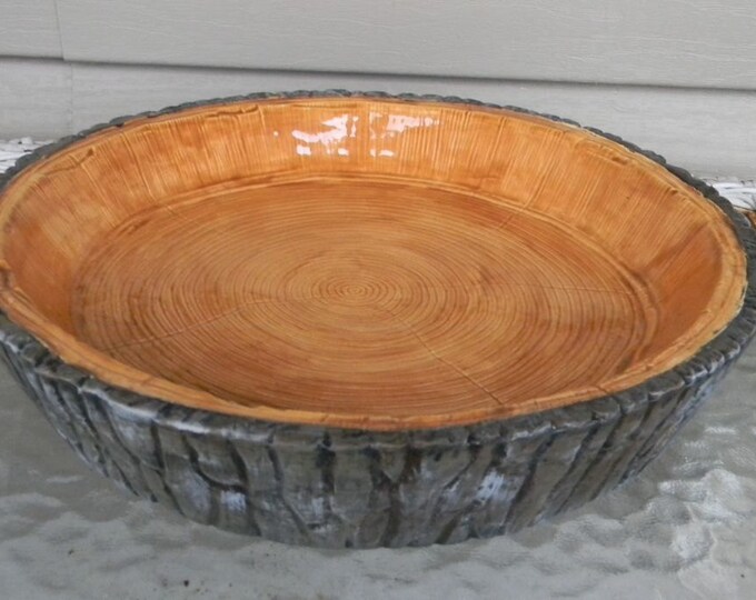 Gnome Tree Stump Bird Bath Log Slice Top - Ceramic Ooak Birdbath Top ...