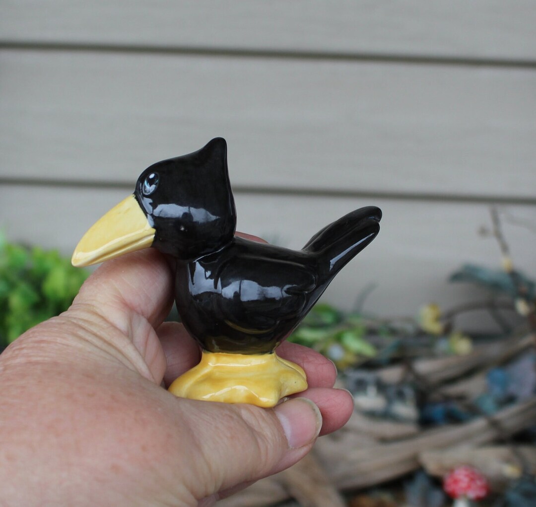 Ceramic Crow Halloween Decoration Autumn Decor Black Bird Raven - Etsy